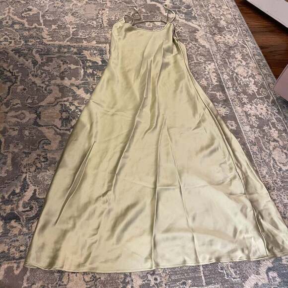 Zara | Dresses | Zara Satin Sage Midi Dress | Poshmark